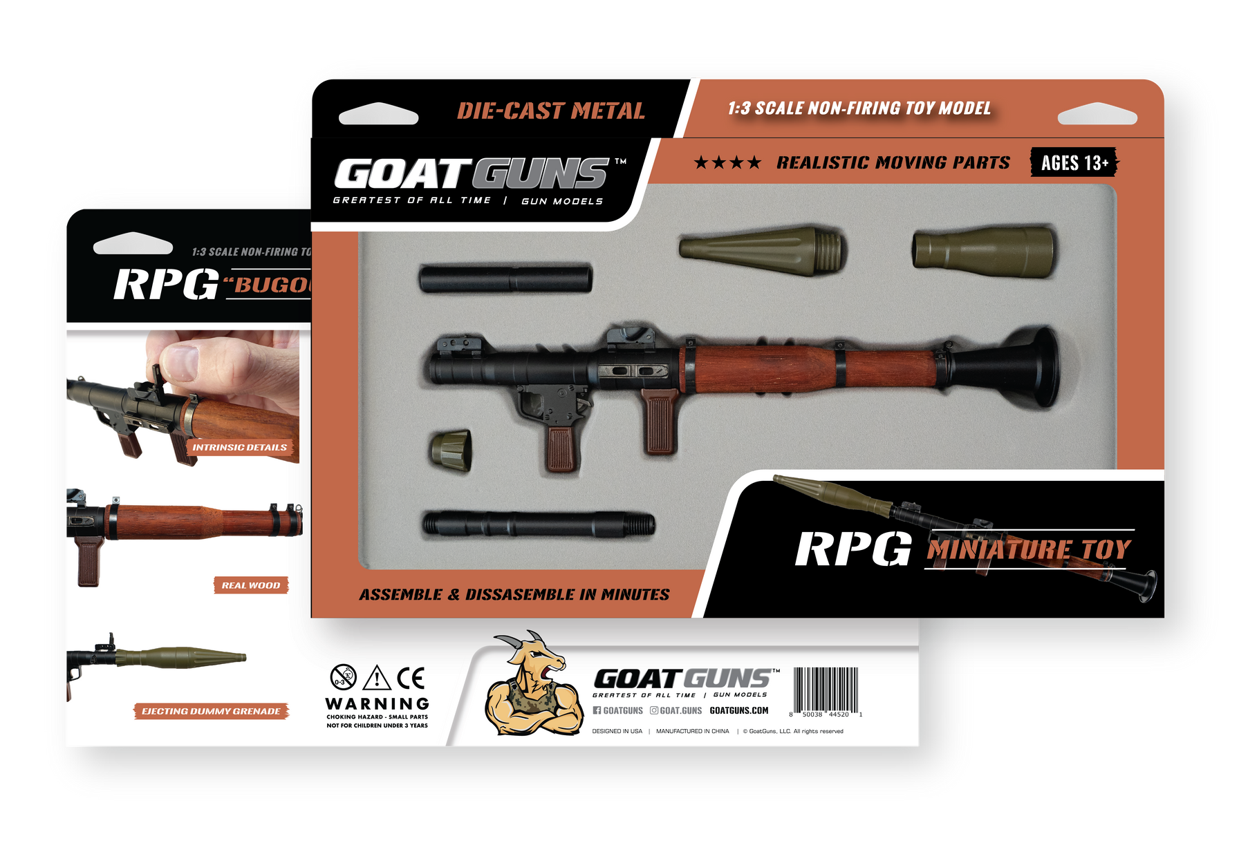 Miniature RPG Model | 1:3 Scale diecast Metal + Real Wood – Goat Guns