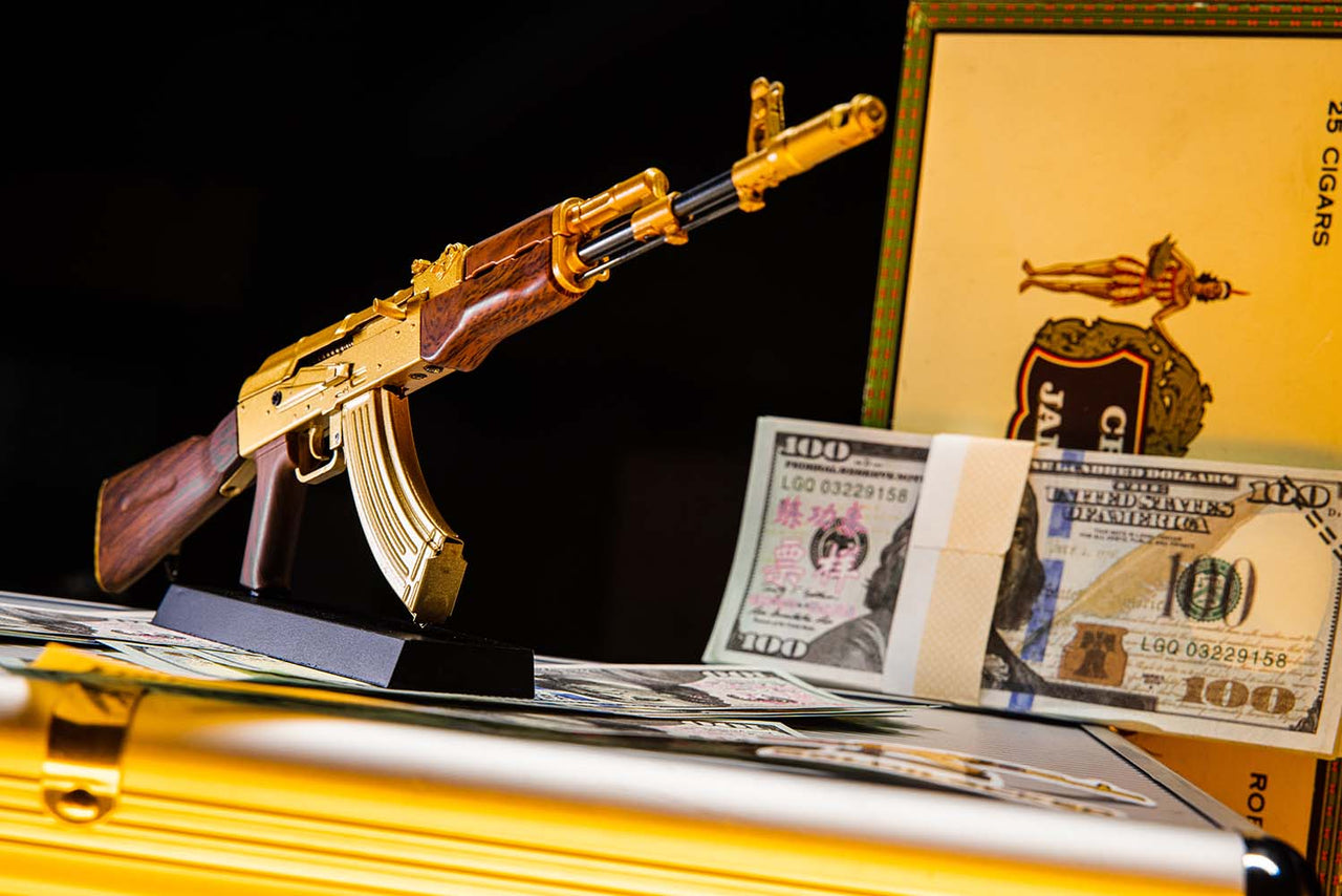 Miniature AK47 Model in Gold | GoatGuns – Goat Guns